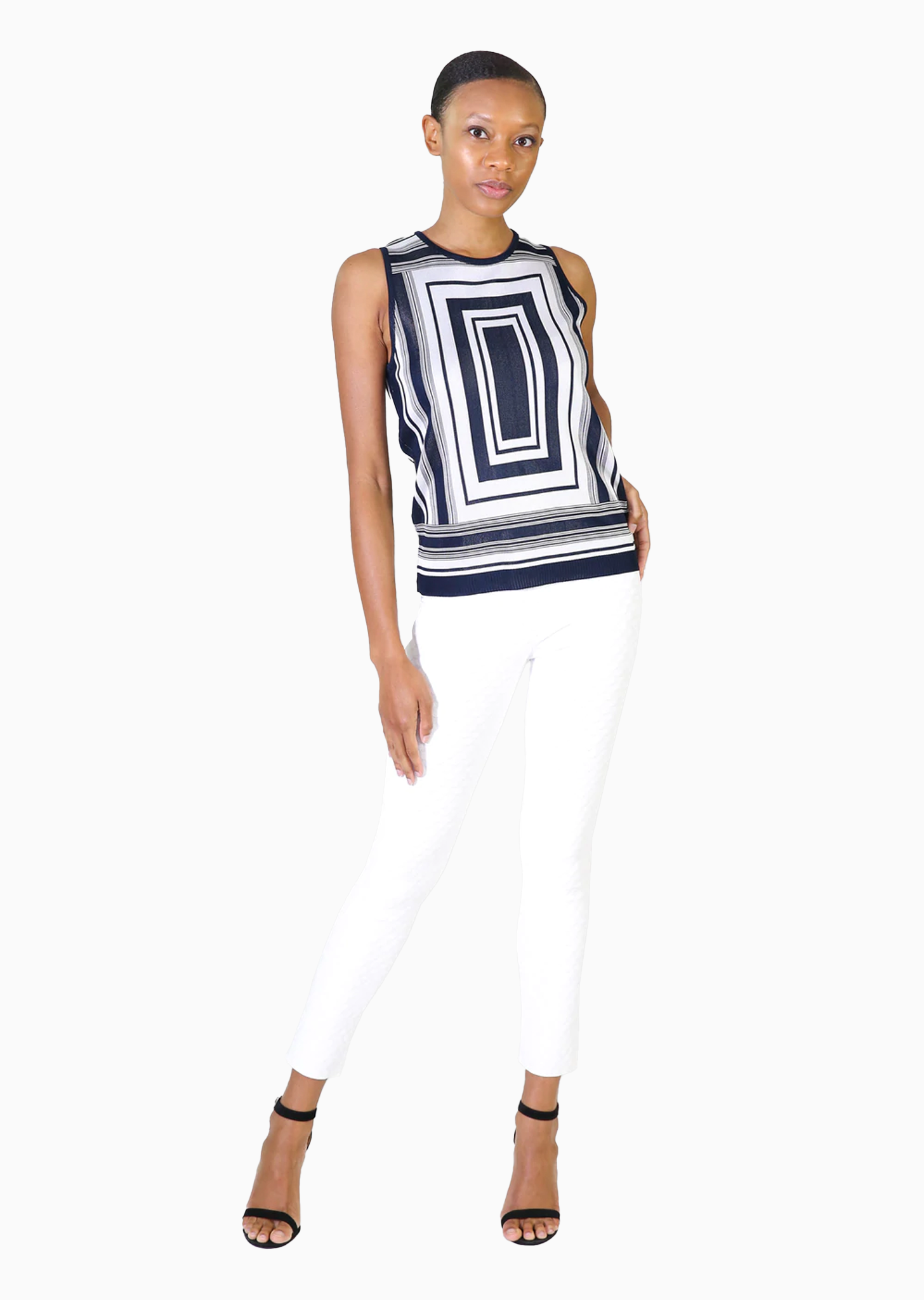 Shop Sleeveless Viscose Top with Modern Geometric Design