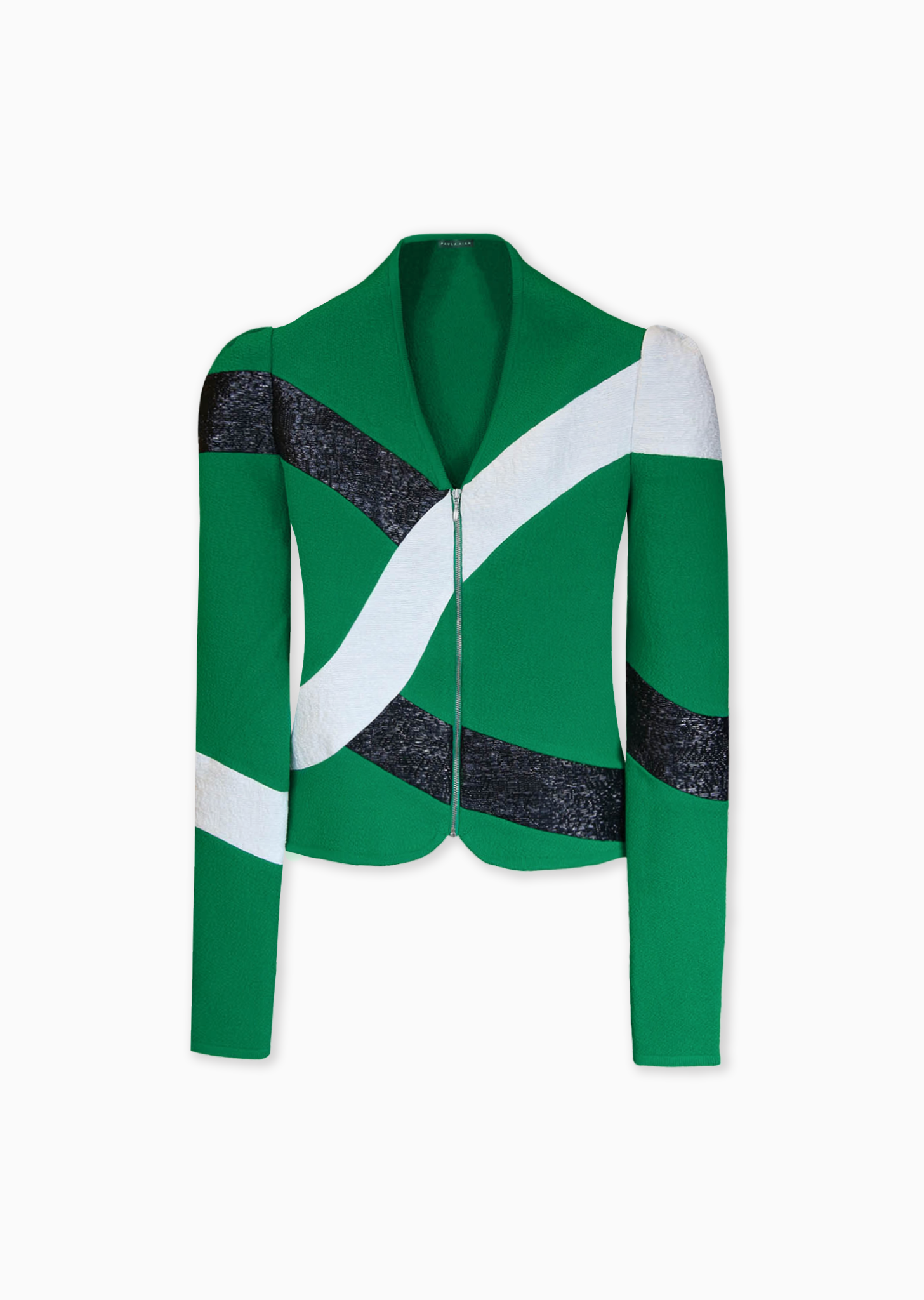 Shop Raffia Striped Fitted Jacket with Puffed Shoulders